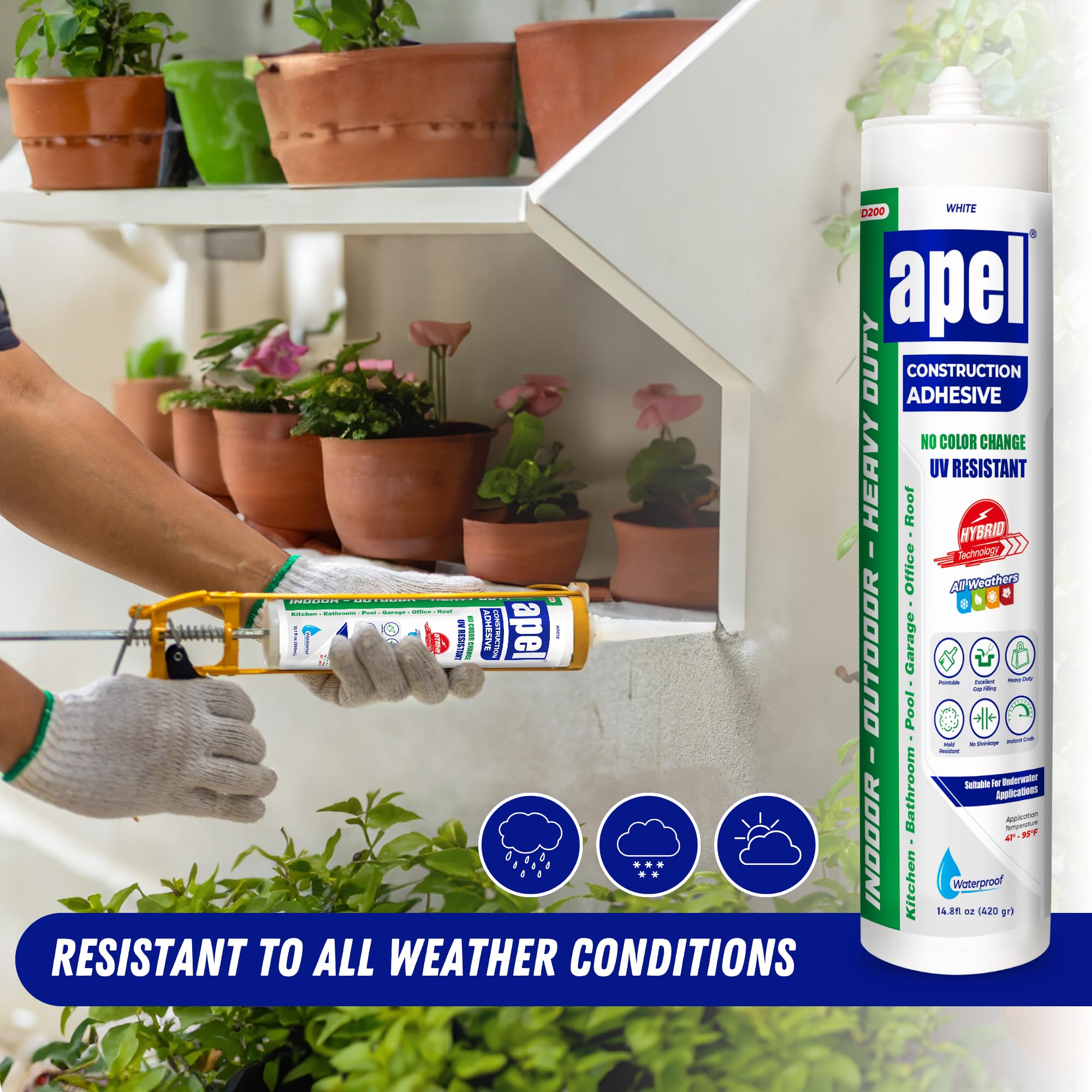 Snapklik.com : Apel HD200 Heavy Duty Construction Adhesive, Hybrid ...