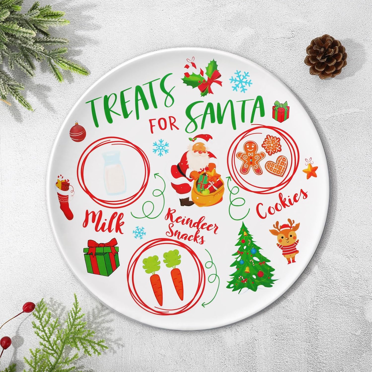 Dear Santa Cookie Plate Round Christmas Plastic Santa Treat Tray ...
