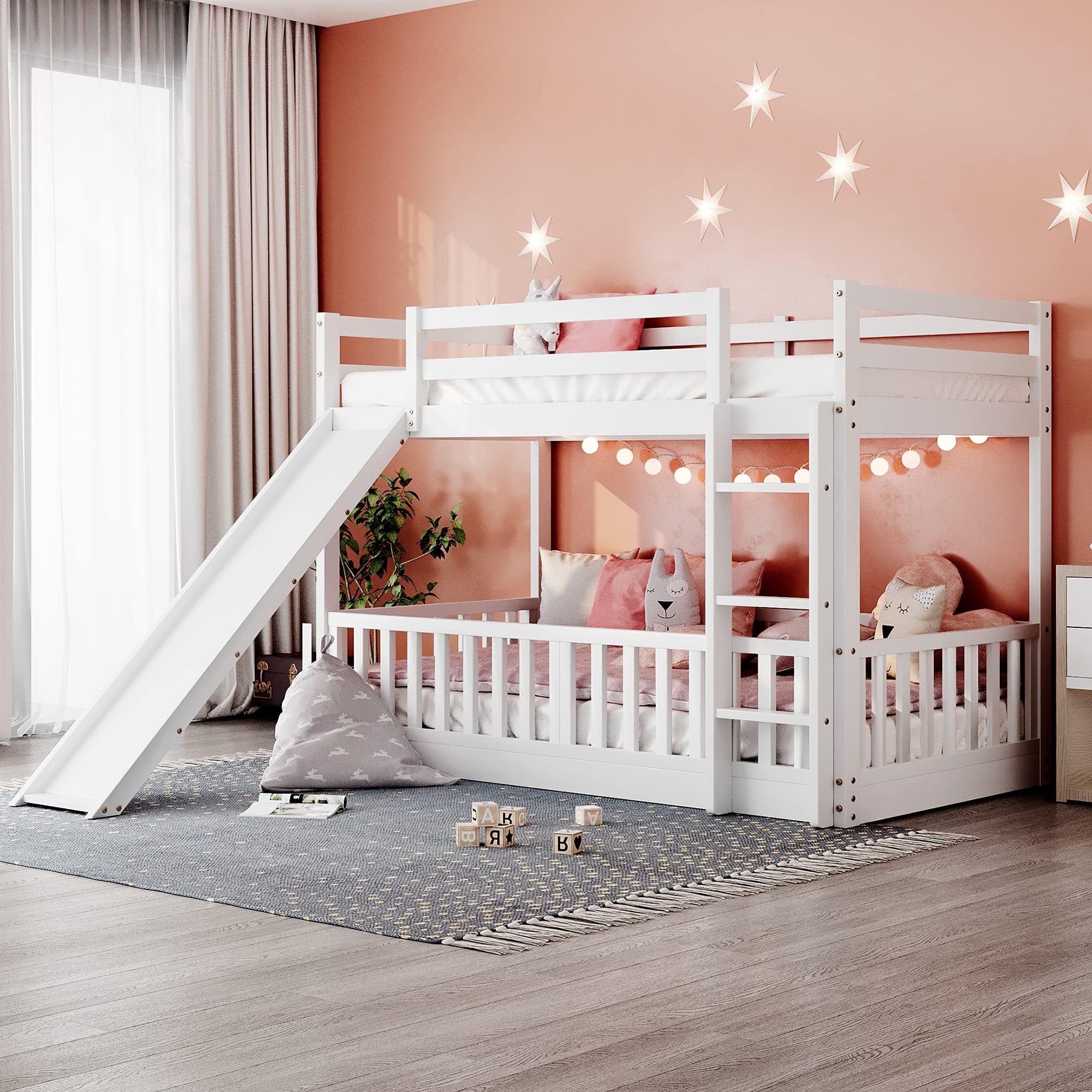 Amazon.com: Merax Full Over Twin & Twin Bunk Bed, Wood Triple Bunk Bed ...