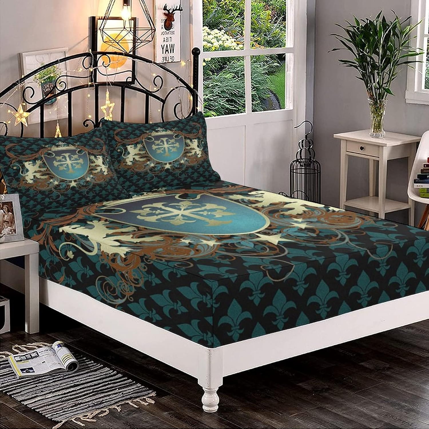 Amazon.com: Decorative Bedding Sheet Set Queen Size, Medieval Deep ...