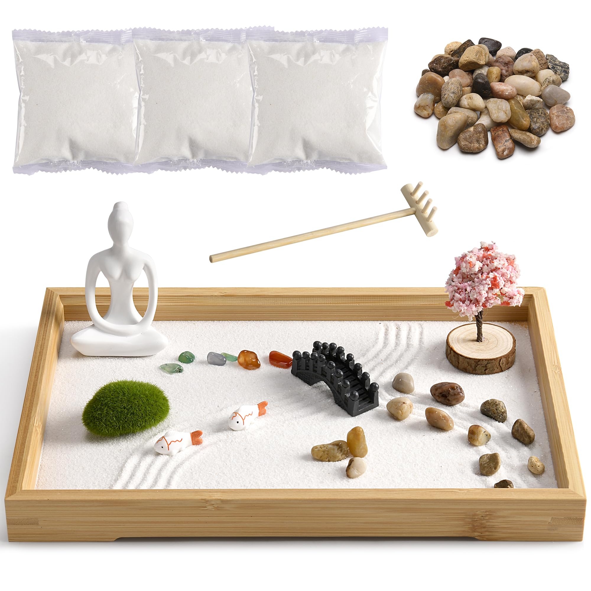 Amazon.com: Quinys Mini Zen Garden for desk Japenese Sand Garden for ...