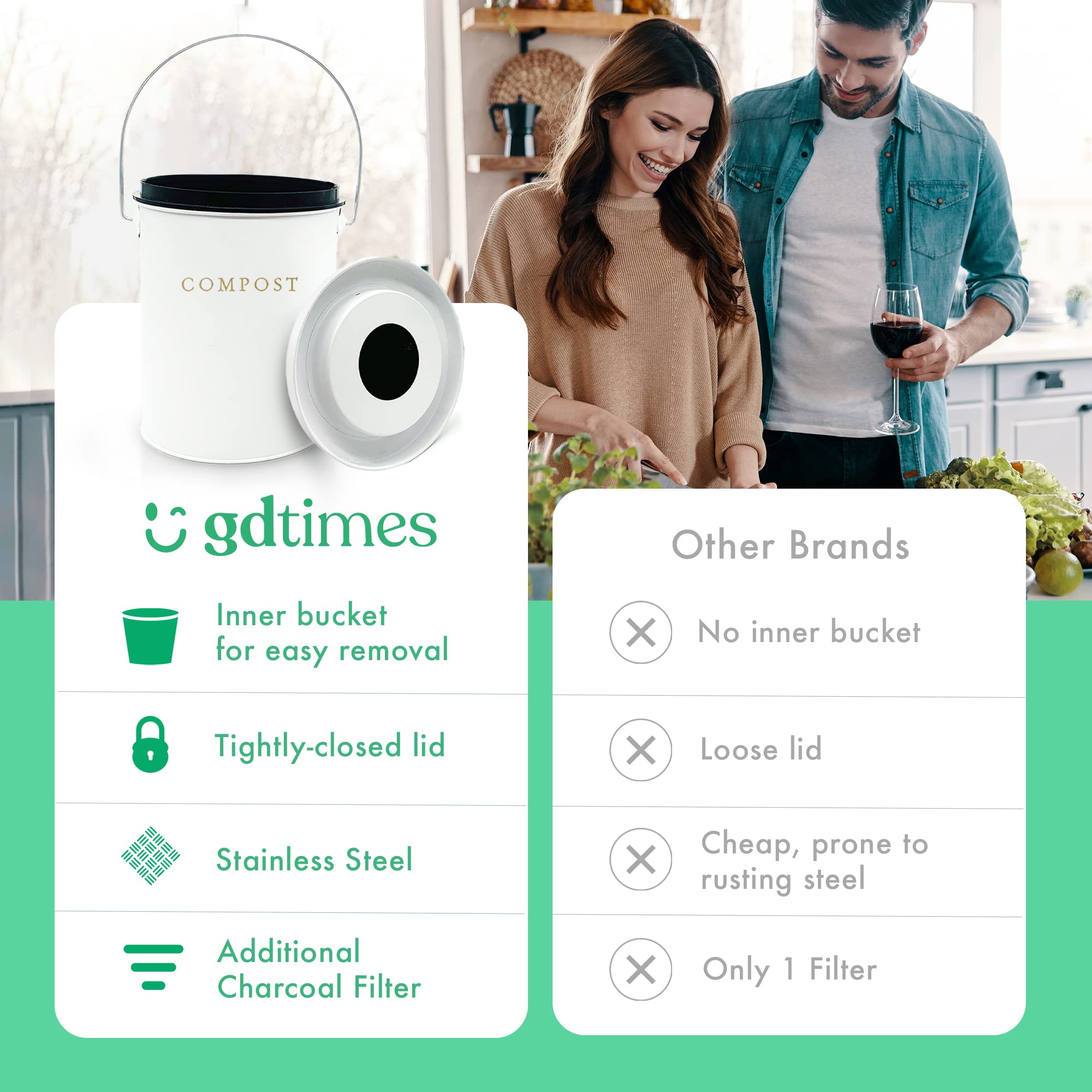 White Compost Bin Kitchen Counter, Kitchen Compost Bin Countertop ...