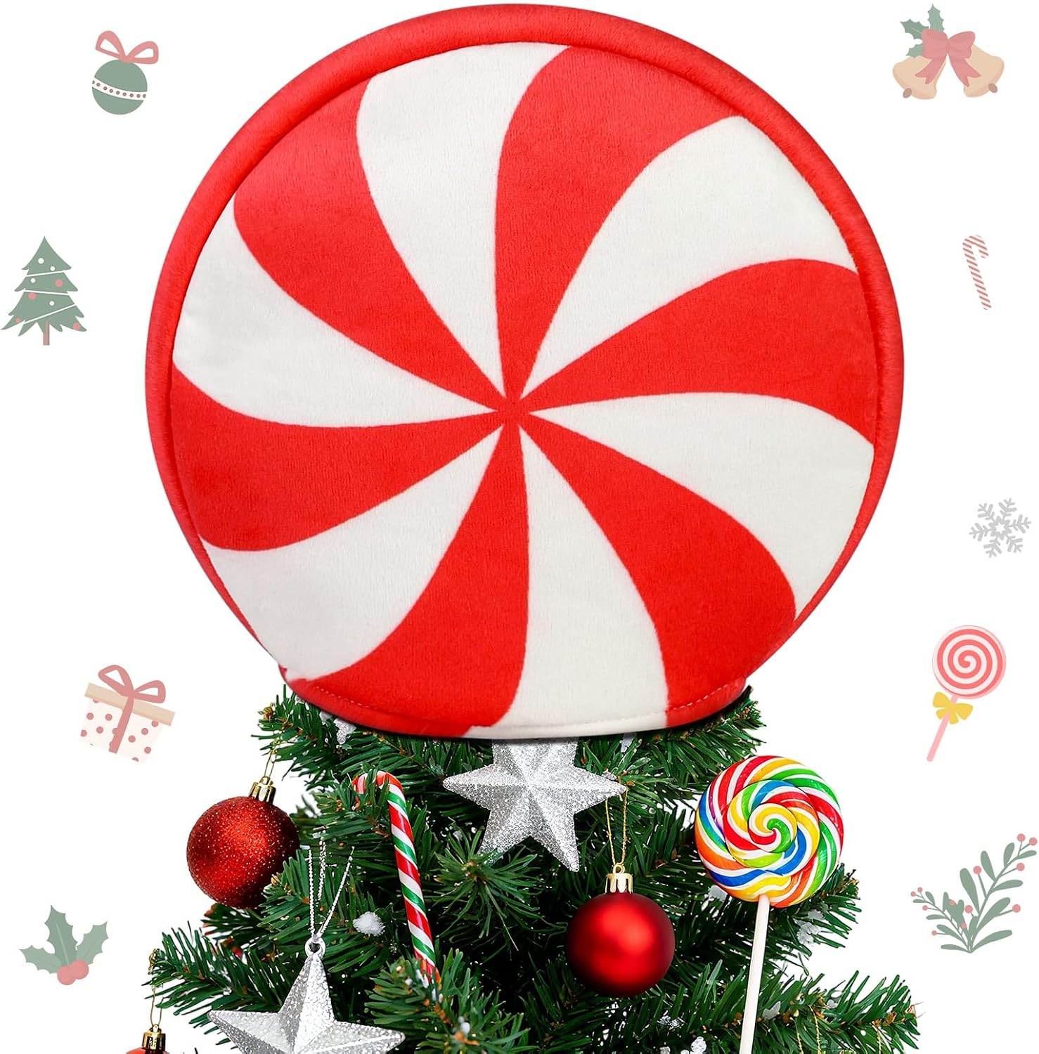 Amazon.com: Eyourlife Christmas Candy Tree Topper 7.9in Height Xmas ...