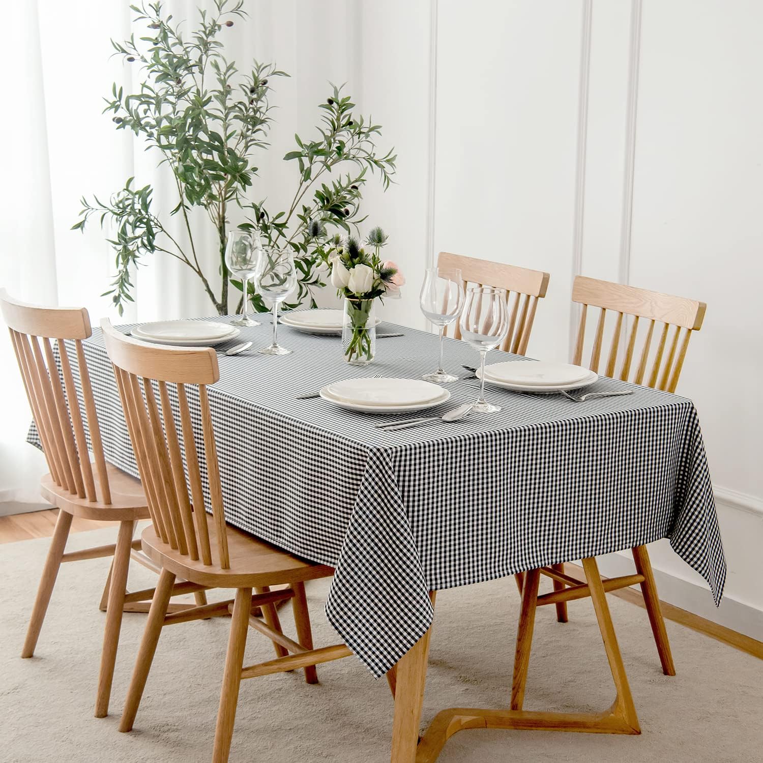 Amazon.com: maxmill Checkered Tablecloth Stain Resistant Waterproof and ...