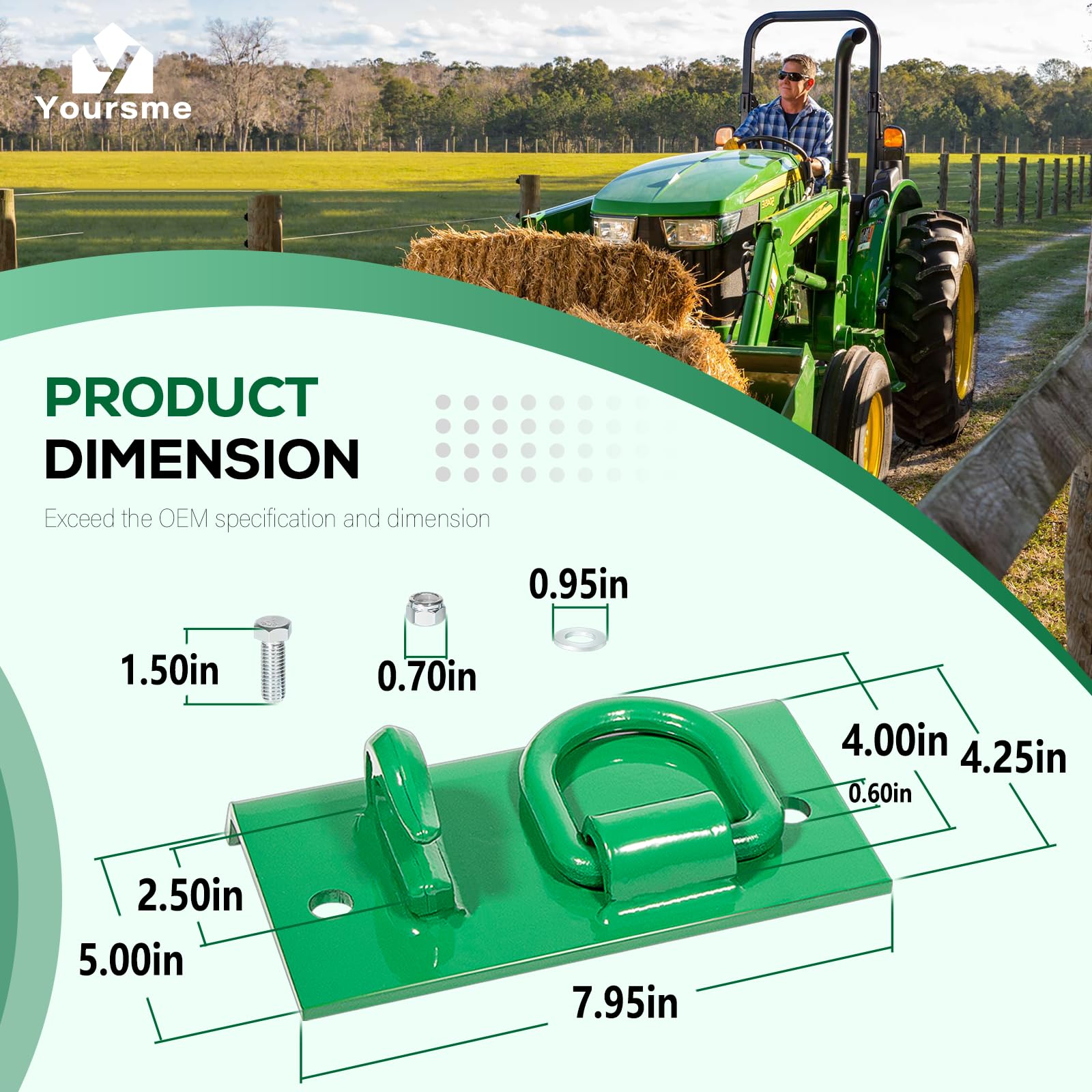 Yoursme Tractor Bucket Hooks D Rings Bolt on Heavy Duty Grab Hooks Fit ...