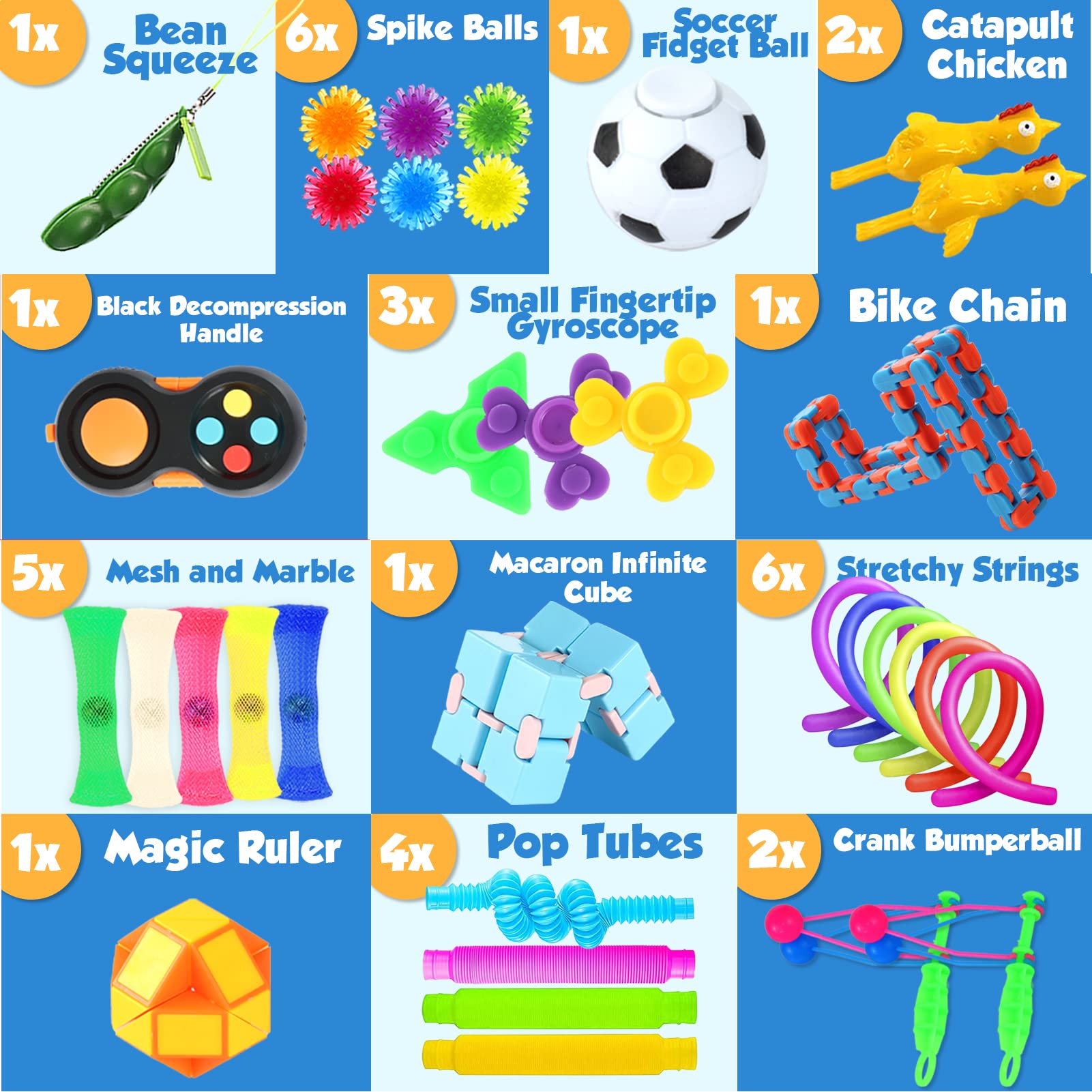 50 Pcs Fidget Toys Pack, Party Favors for Kids, Birthday Surprise ...