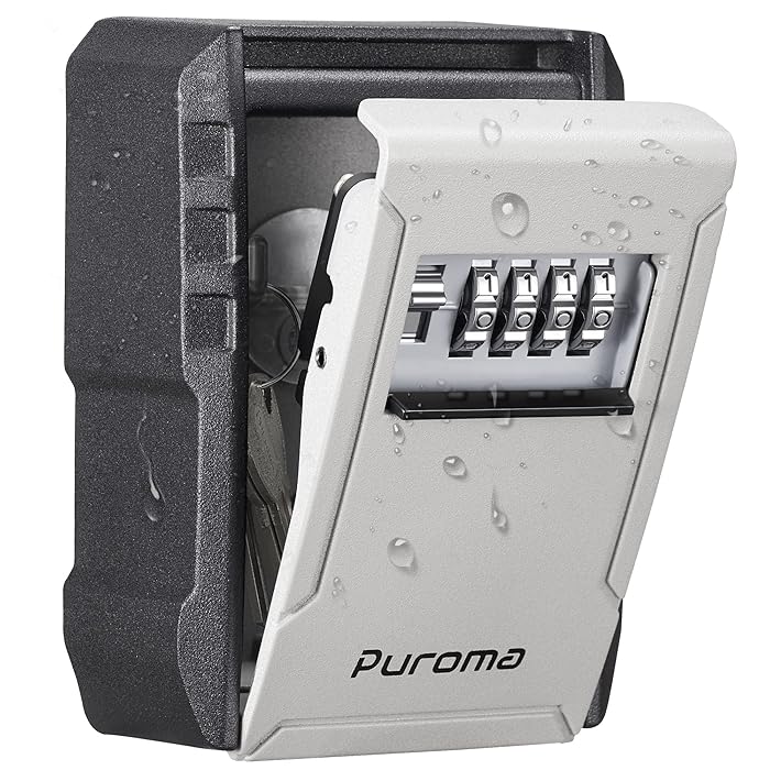 Buy Puroma Key Lock Box with Key Hook, Resettable 4-Digit Combination ...