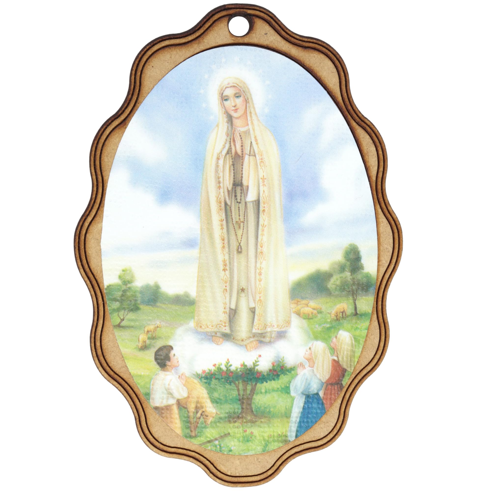 Amazon.com: Our Lady of Fatima Wooden Icon with Predrilled Hole ...
