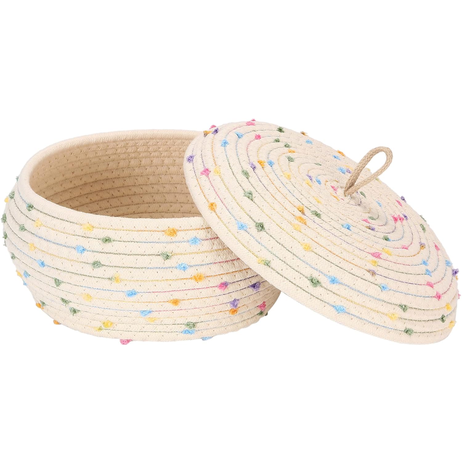 Amazon.com: Sea Team Round Cotton Rope Storage Basket with Lid ...