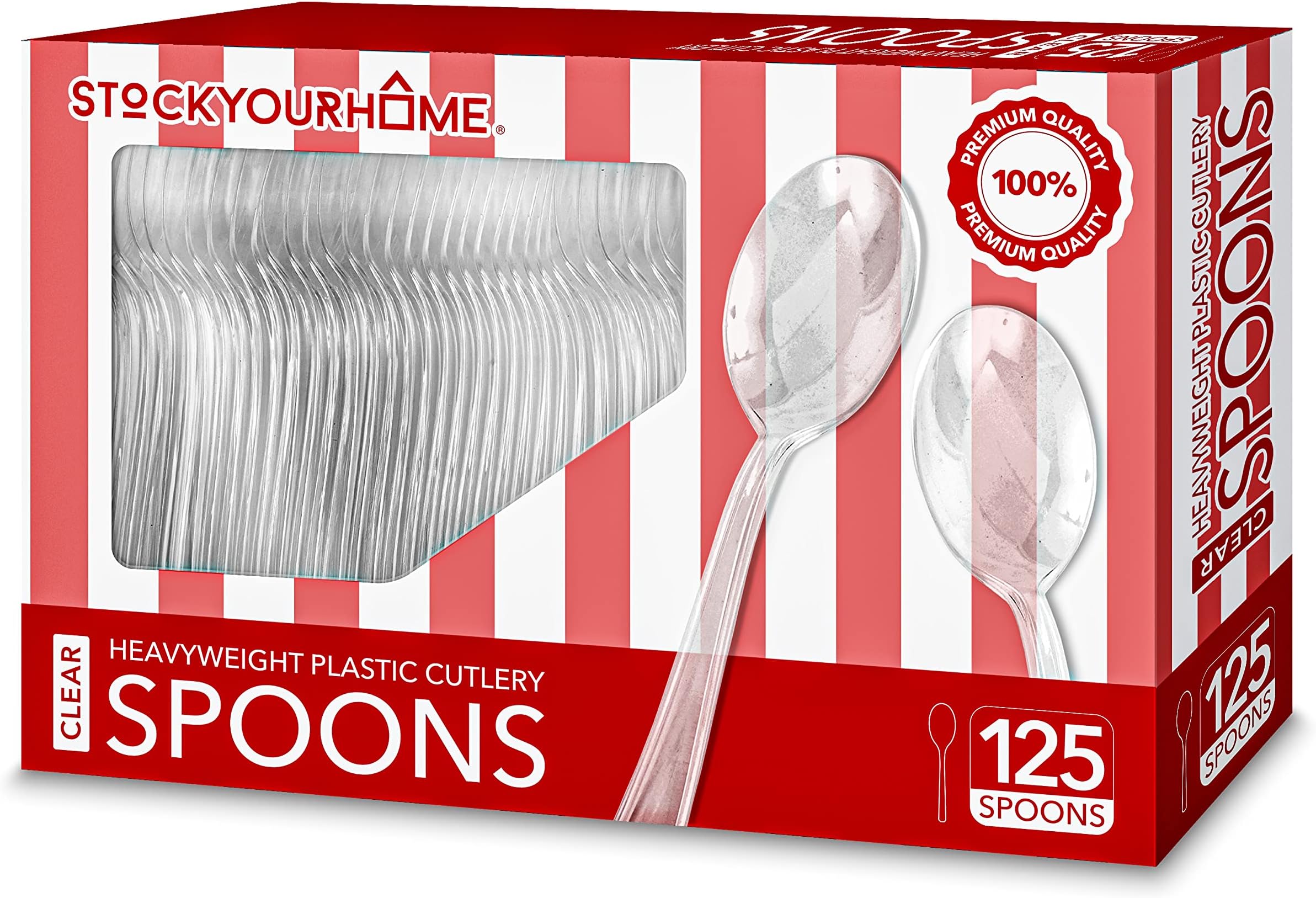 Amazon.com: [300 Count] Clear Heavy Duty Plastic Spoons, Disposable ...