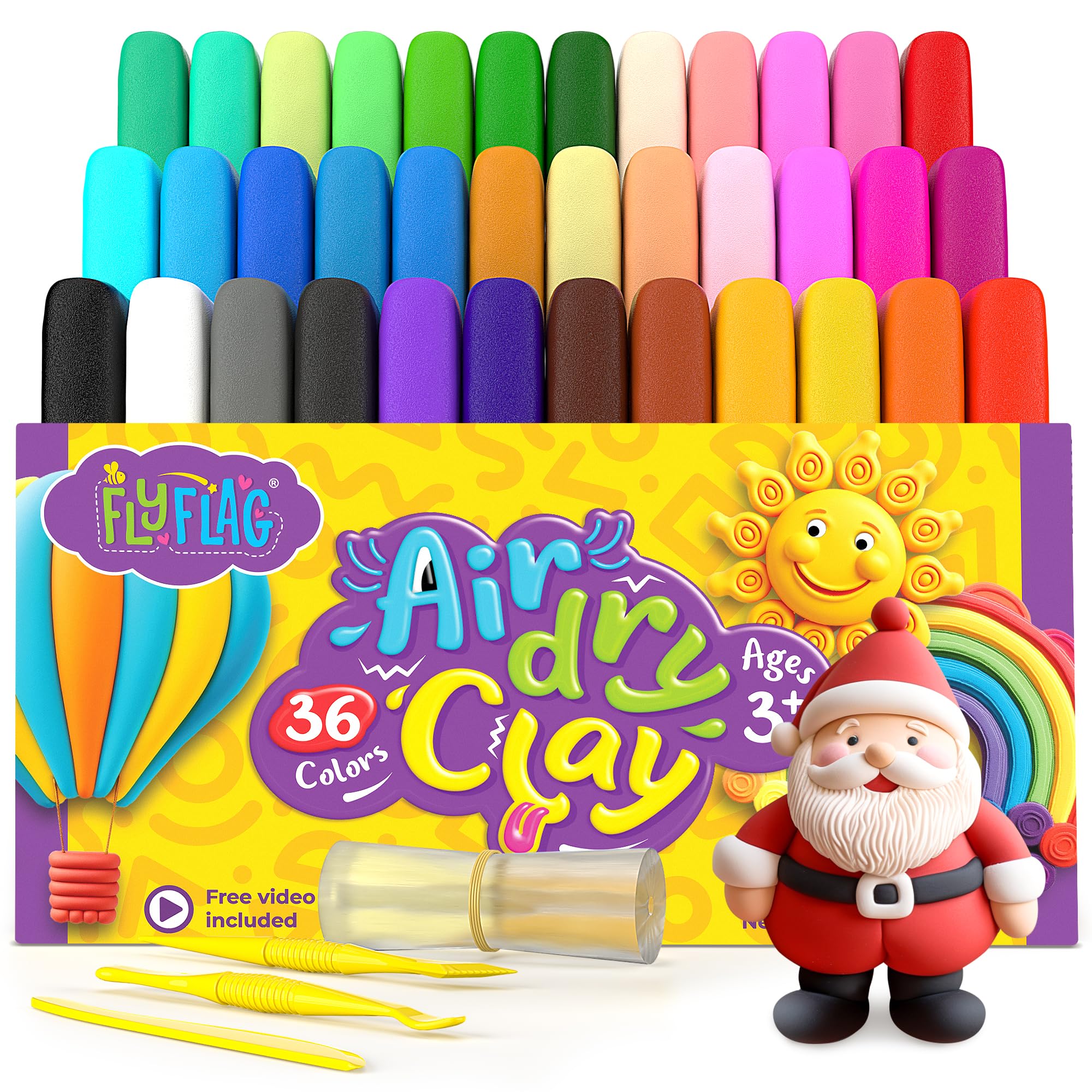 FlyFlag Air Dry Clay - 36 Colors, Soft & Ultra Light, Modeling Clay for ...