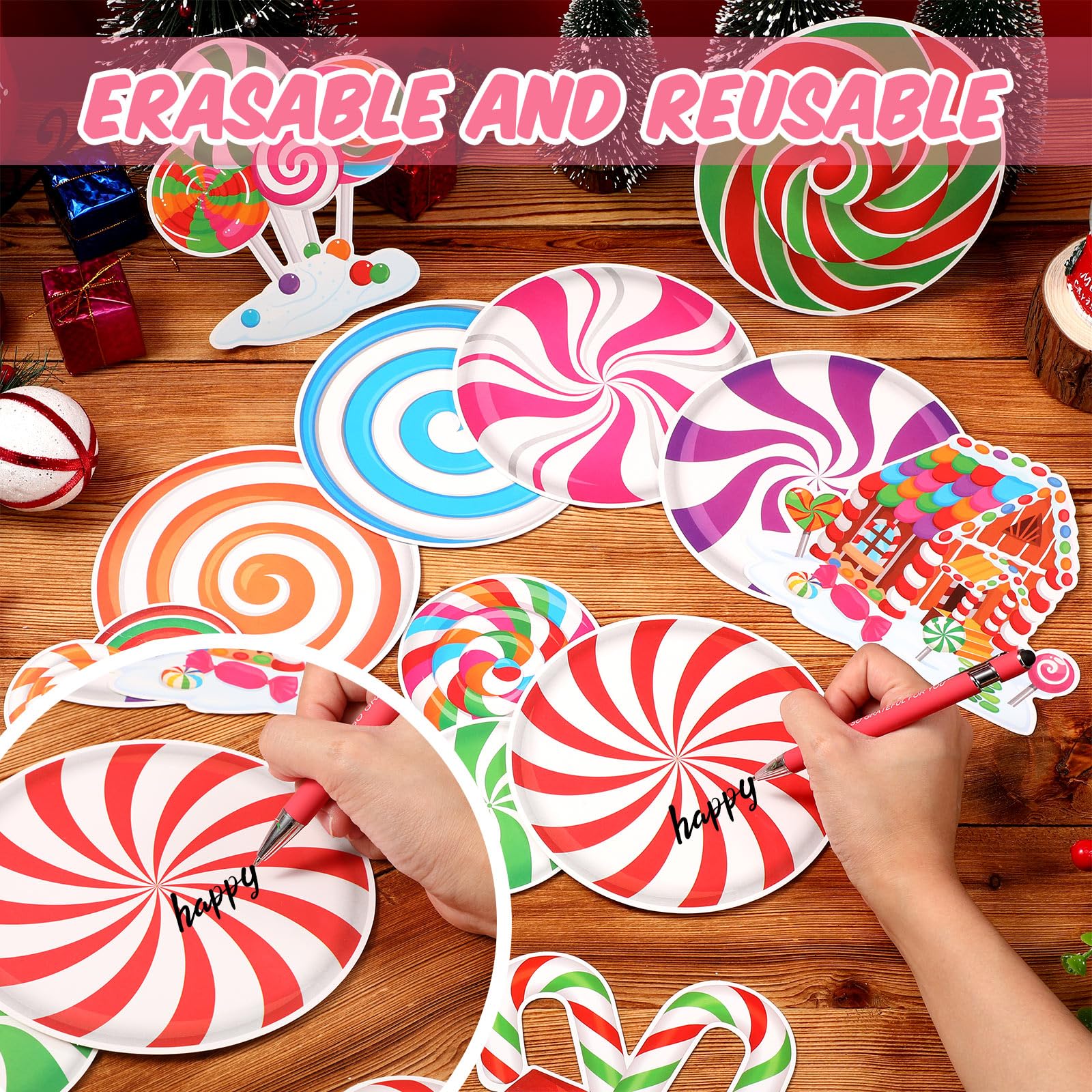 Clabby 60 Pcs Christmas Candy Bulletin Board Decorations Set Candyland ...
