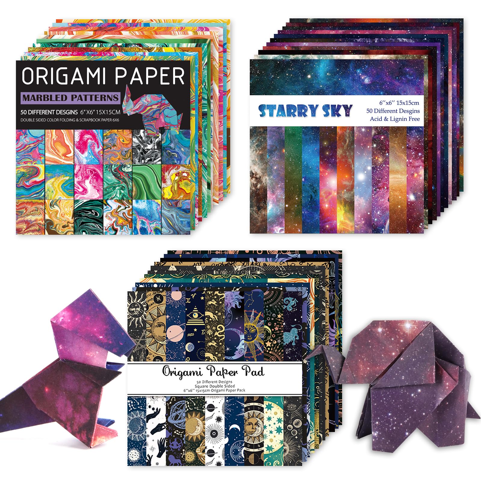 Snapklik.com : Origami 6x6 Paper Kit 150 Sheets 150 Vivid Colors Double ...