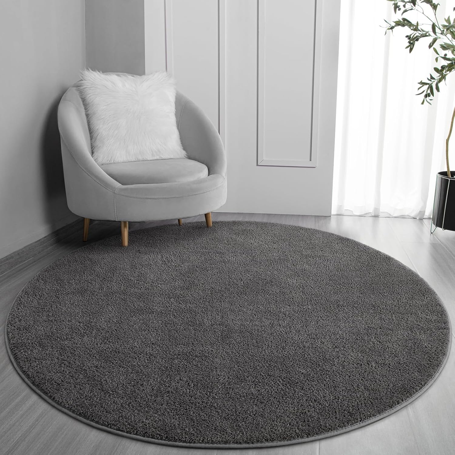 Amazon.com: FlyDOIT Round Area Rugs for Bedroom Living Room, 6x6 Dark Grey Super Soft Comfy ...