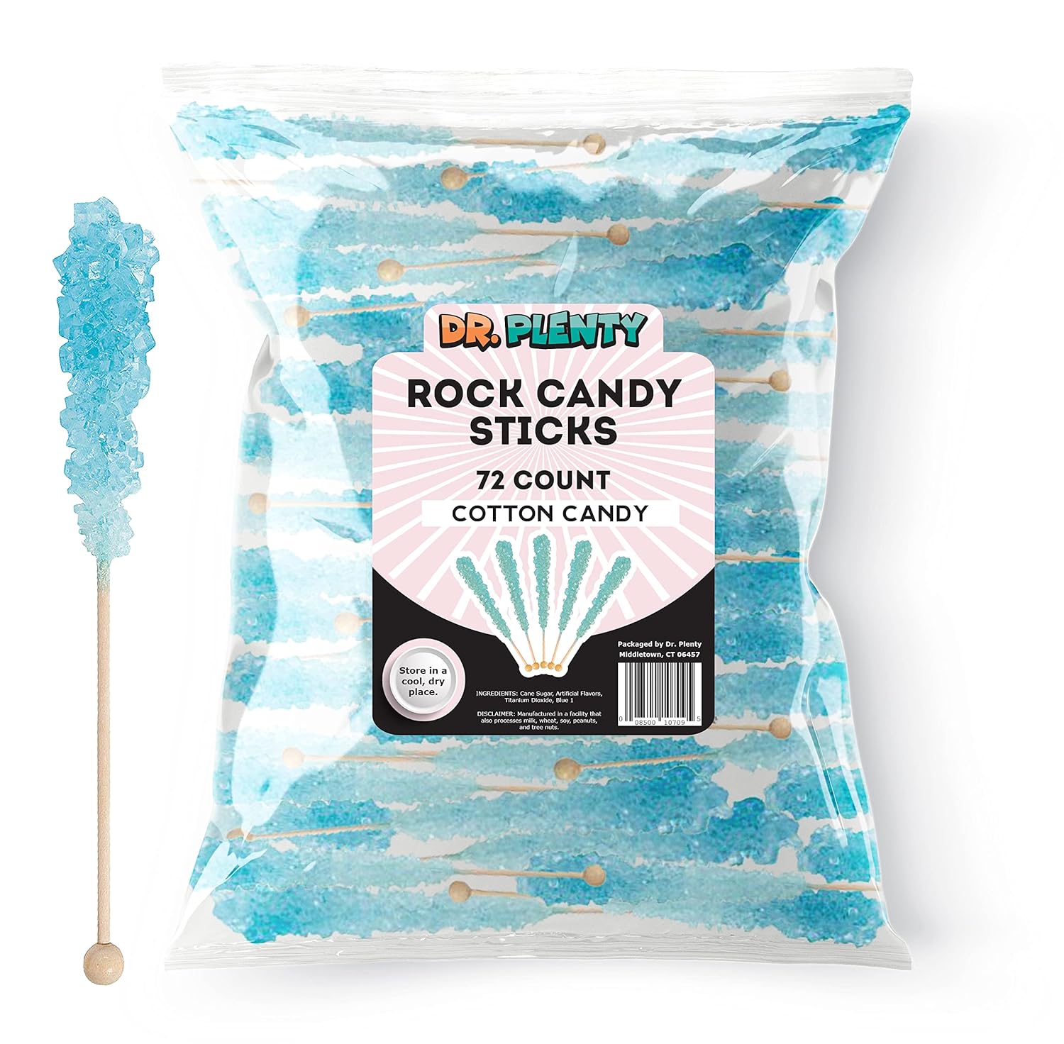Amazon.com : Light Blue Rock Candy on a Stick (72 Pack) - Bulk ...
