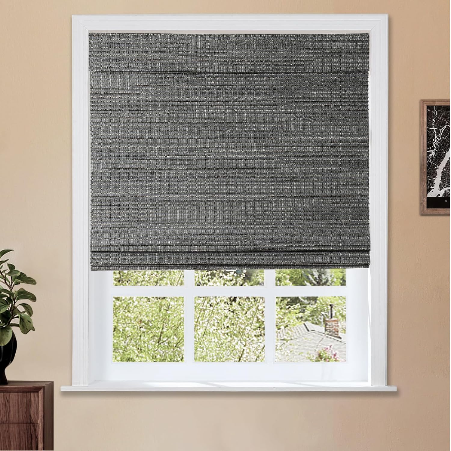 Amazon.com: TWOPAGES No Drill Roman Shade Cordless Roman Shade ...