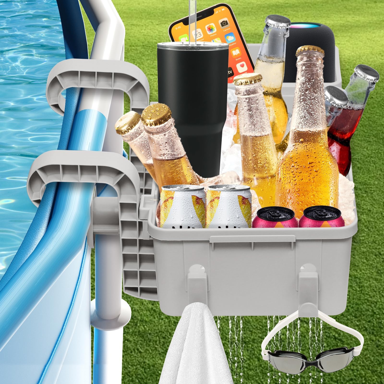 Amazon.com: COONOOL 2 Pack Swimming Pool Storage Basket with Pool Cup ...