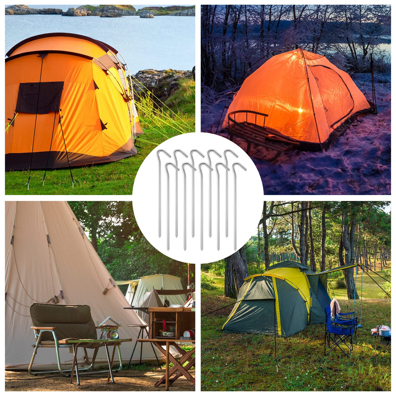 Tent Stakes Heavy Duty - 100 Pack 7 Inch Galvanized Steel Ground ...