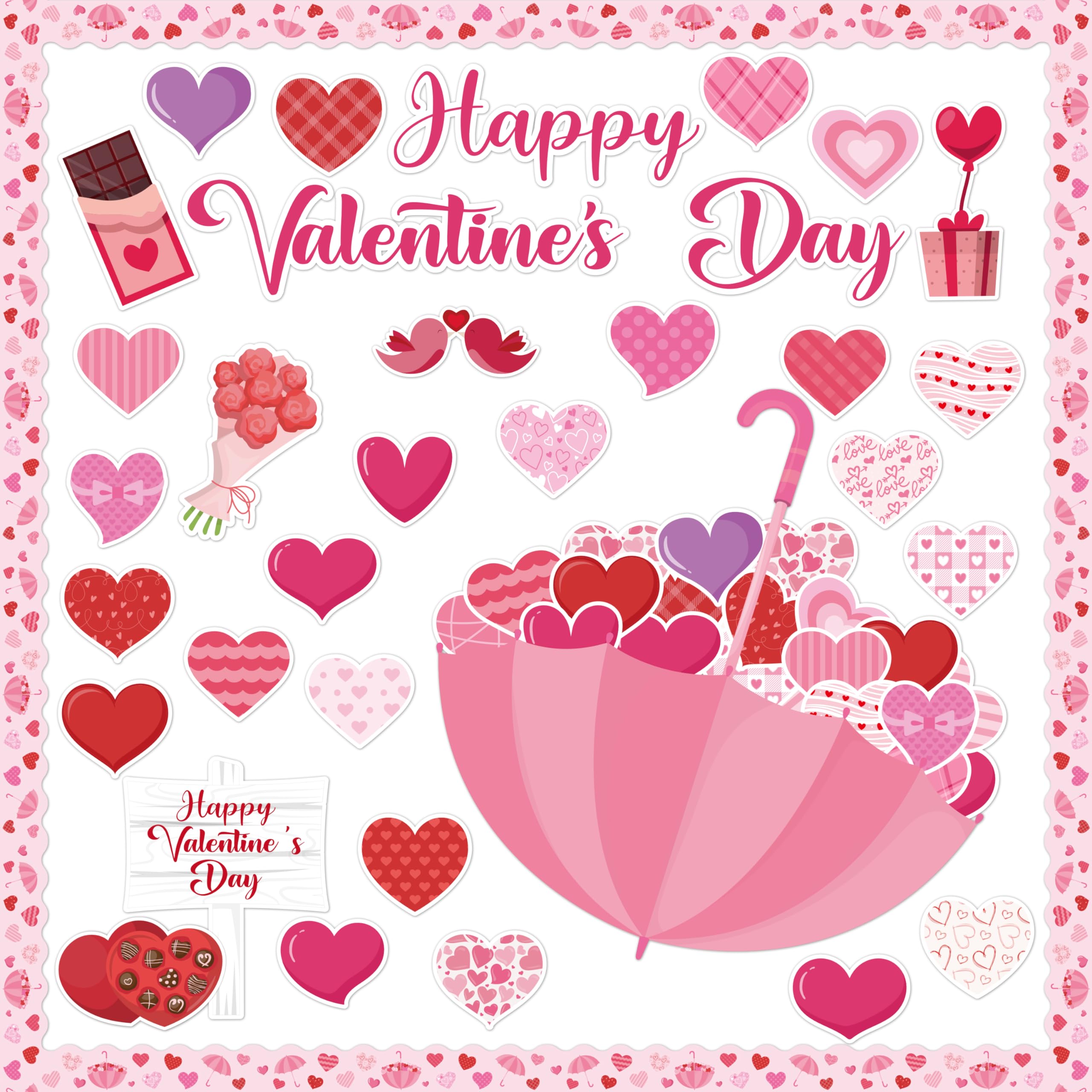 Snapklik.com : Valentines Umbrella Heart Cutouts - 102Pcs Happy ...