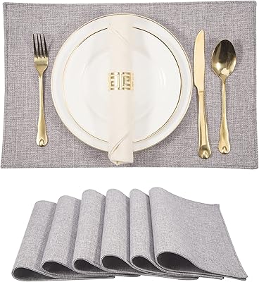 Amazon.com: Crisjanggo Silver Placemats Set of 6 Round Leaf Placemats ...