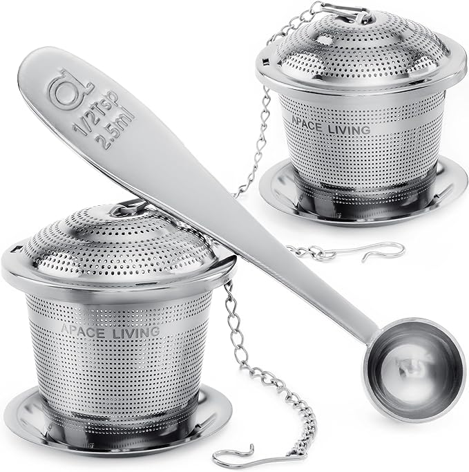 Amazon.com: Tea Infuser (Set of 2) with Tea Scoop and Drip Dray - Ultra ...