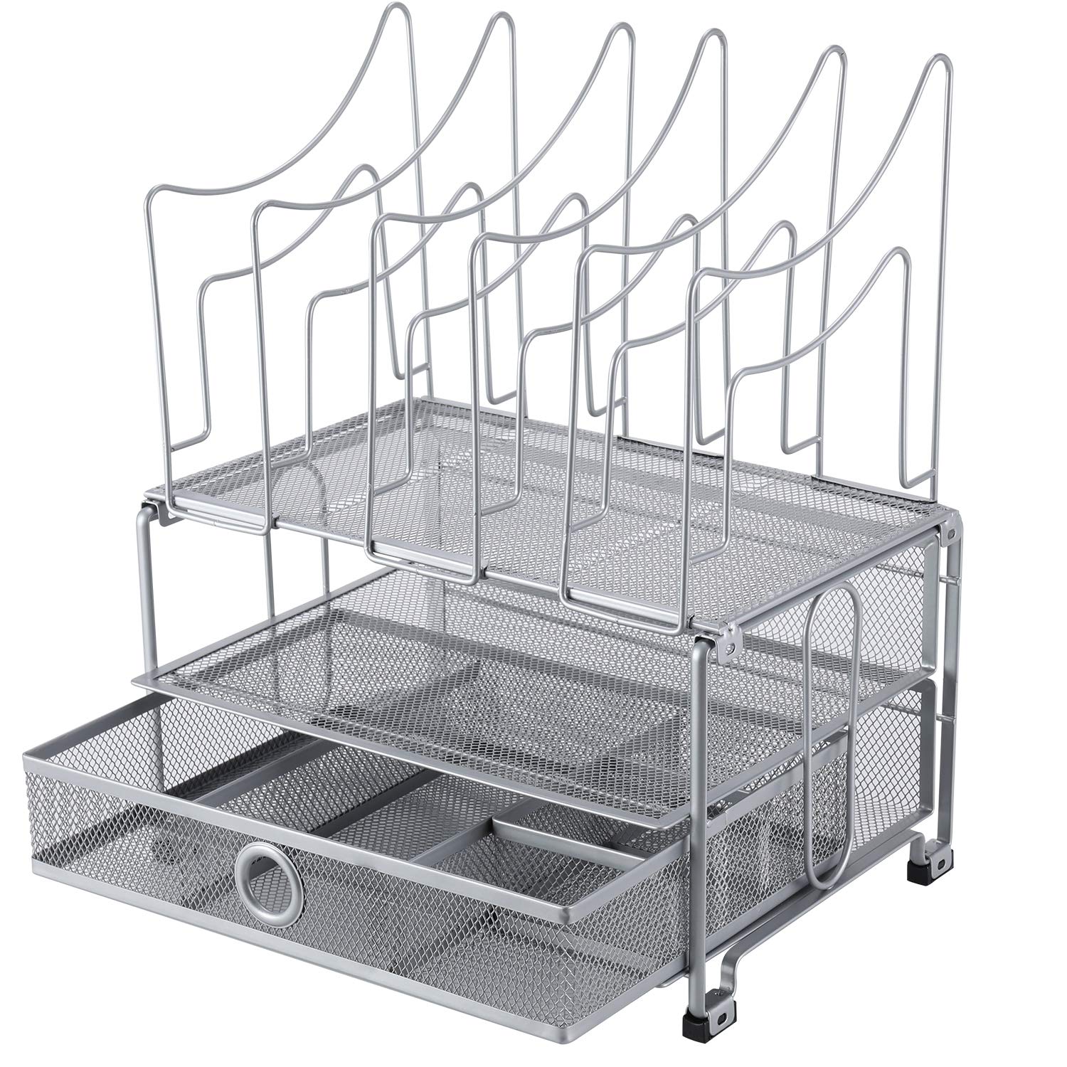 Easypag 2 Tier Mesh Desktop Organizer Stacking File Tray Sliding ...