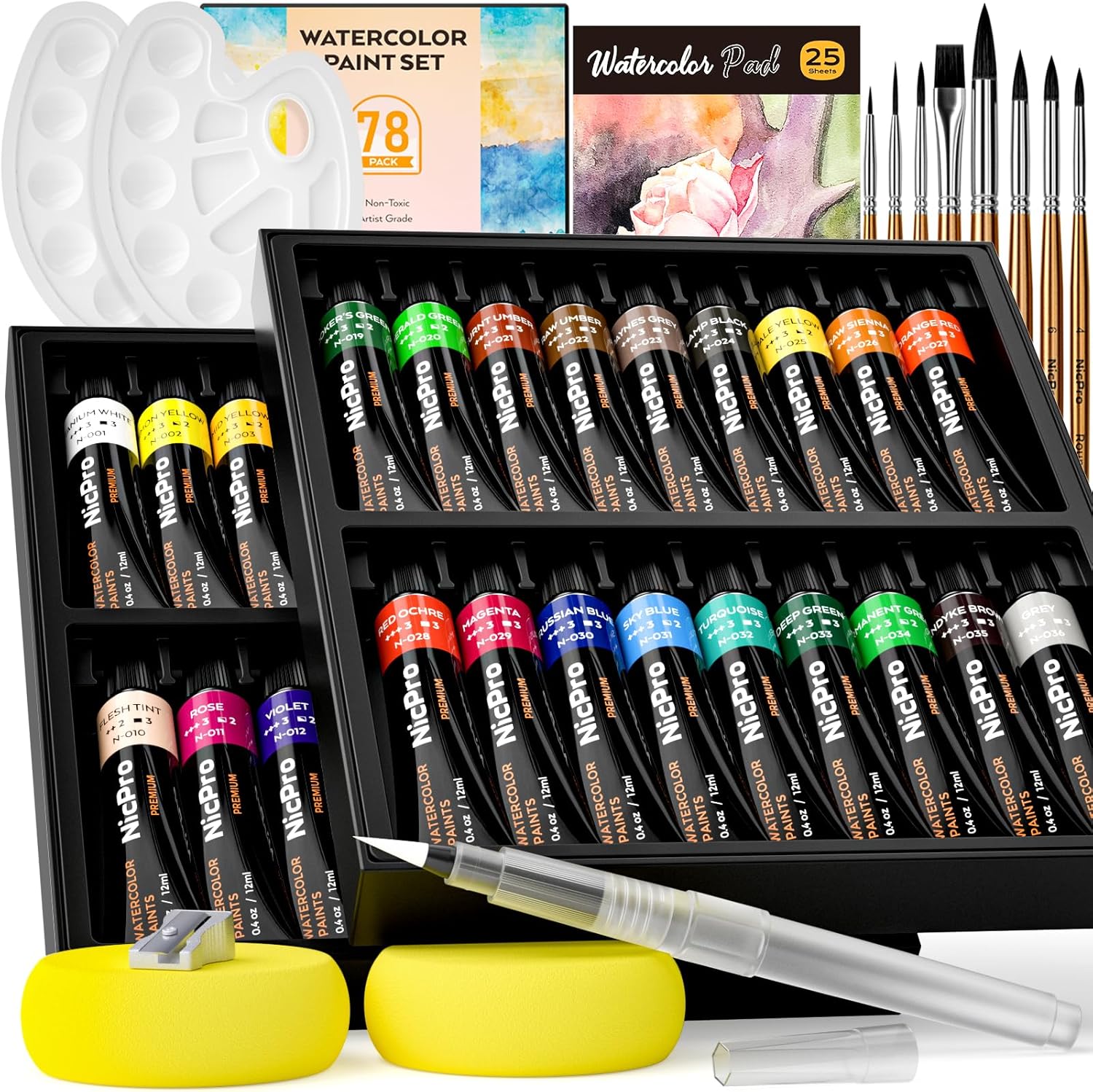 Amazon.com: Nicpro Watercolor Paint Set for Adults, Kids, Beginner ...