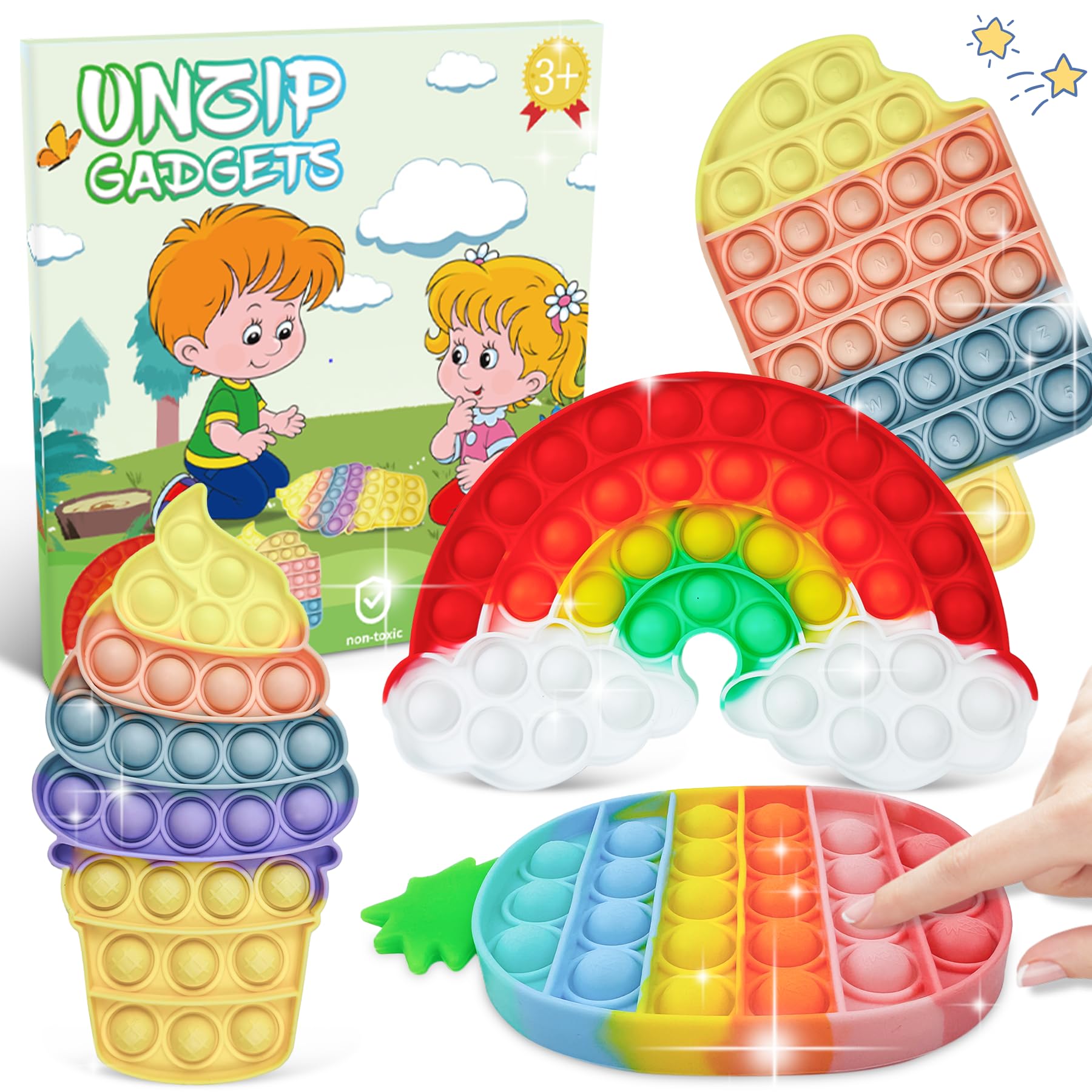 Amazon.com: 4 Pcs Fidget Toys for Kids - Rainbow Fidget Sensory Toys ...