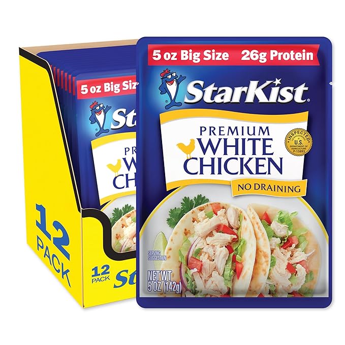 Amazon.com: StarKist Premium White Chicken, 5 oz Pouch (Pack of 12 ...