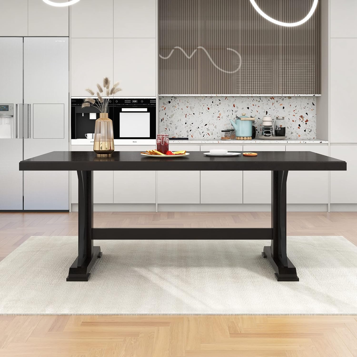 Amazon.com - Lepfun Dining Room Farmhouse 78" Wooden Rectangular Fits ...
