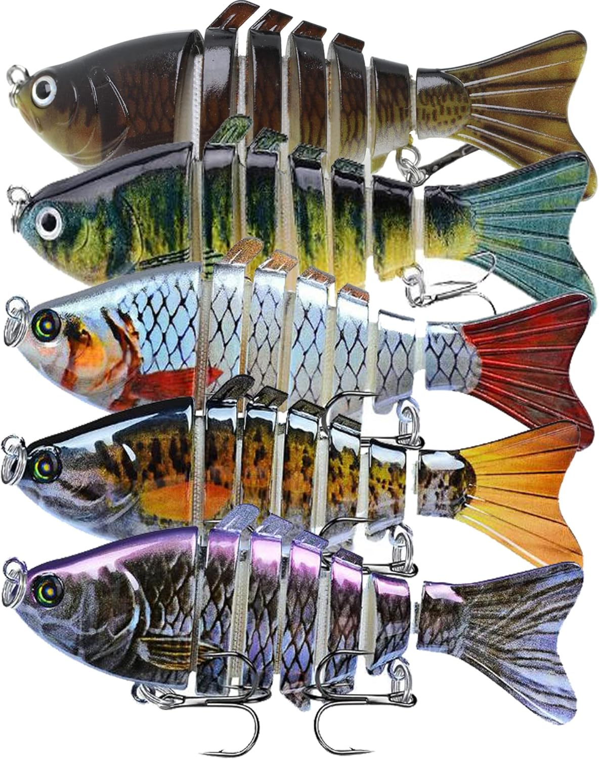 5PCS 10cm Multi Jointed Lures, BetterJonny Sinking Fishing Lures Multi ...