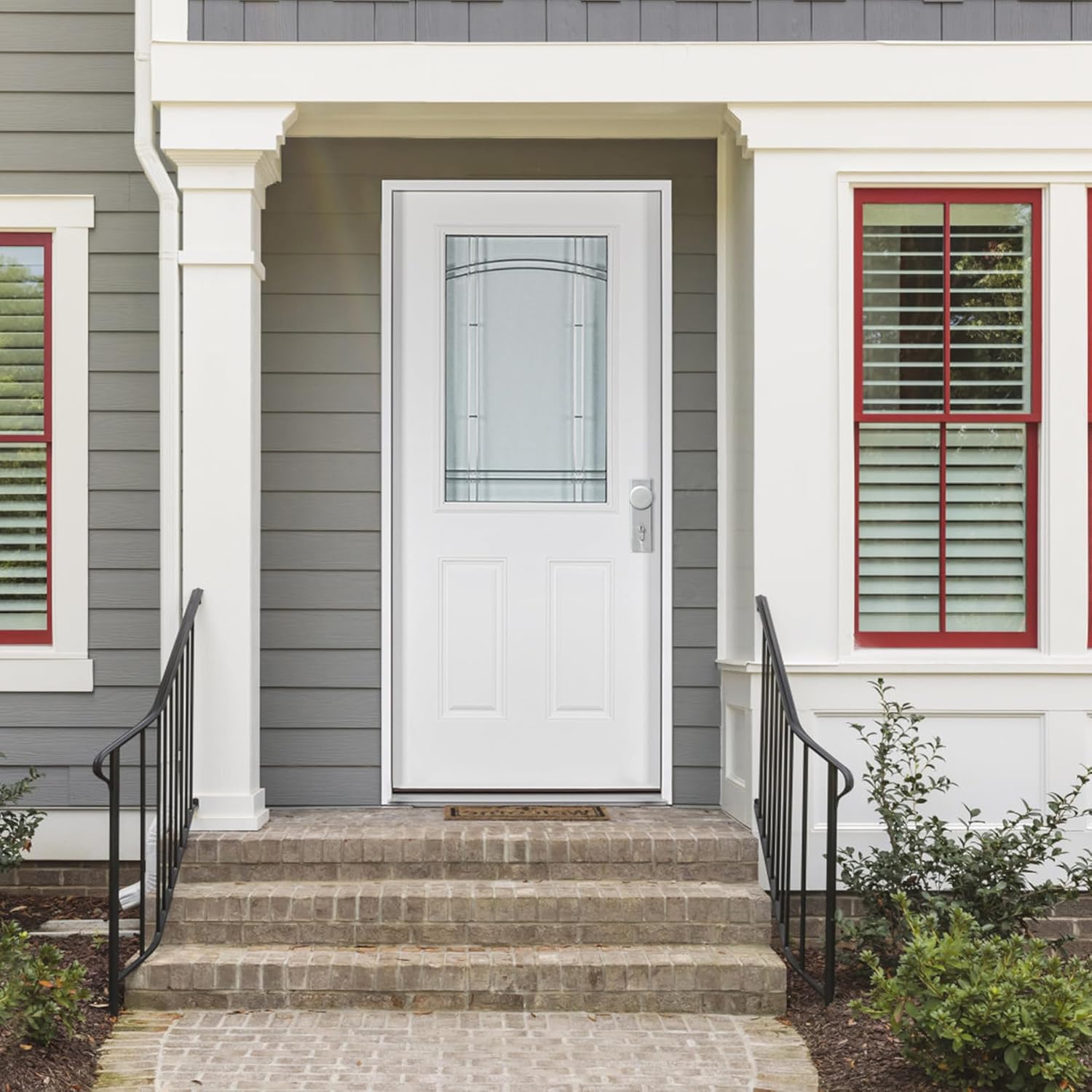 Leavader 36" x 80" Exterior Front Door, Modern Prehung Fiberglass Door ...