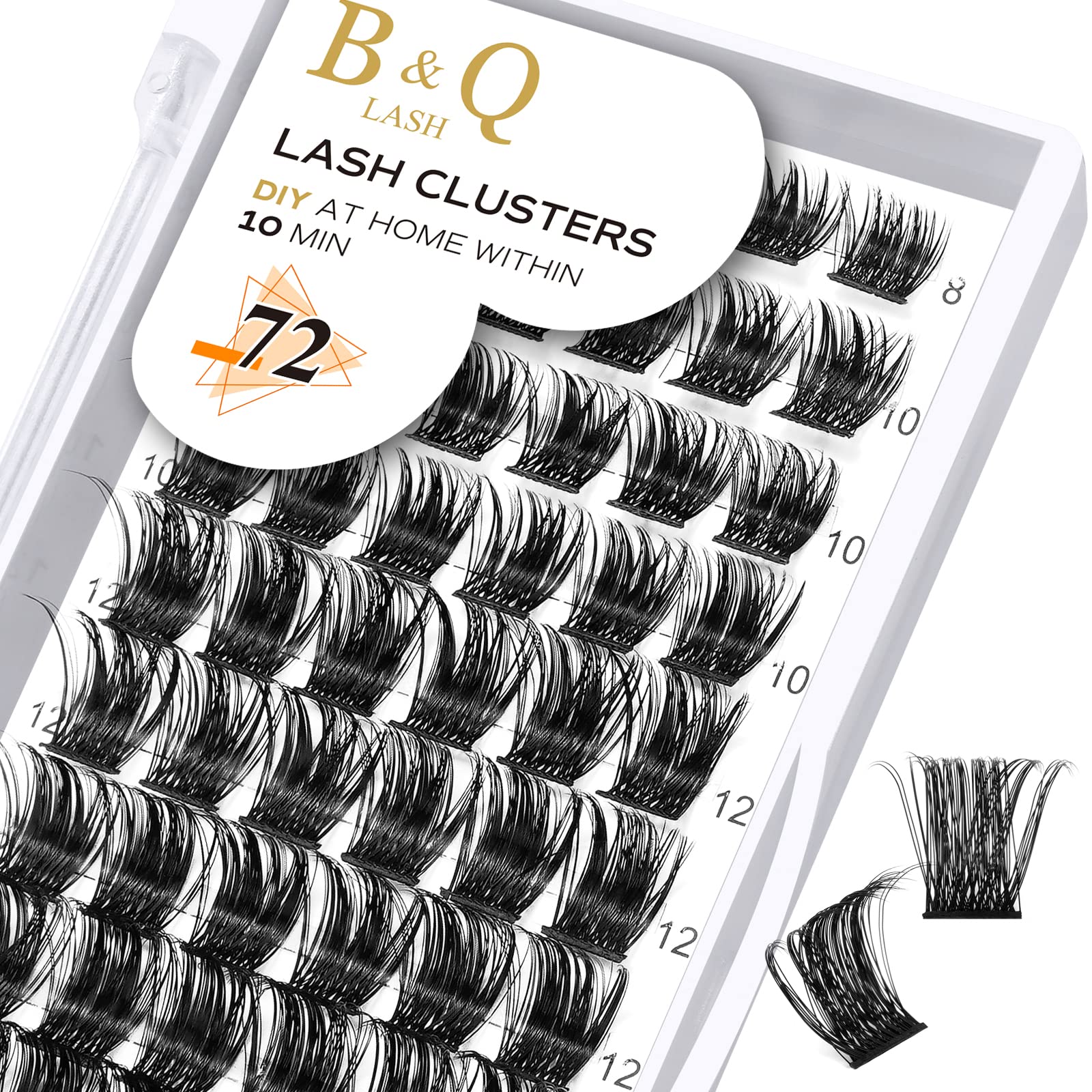 B&Q Lash Clusters B07 D Curl 8-16MIX Eyelash Clusters 72 PCS Cluster ...