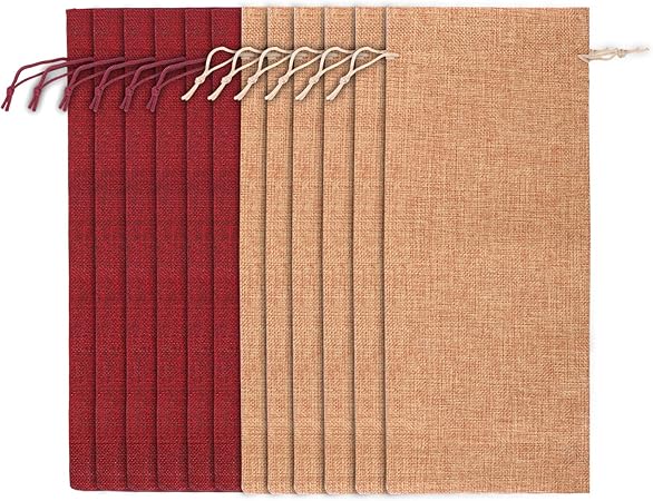 GHJK Lot de 12 sacs à vin réutilisables en toile de jute avec fermeture ...
