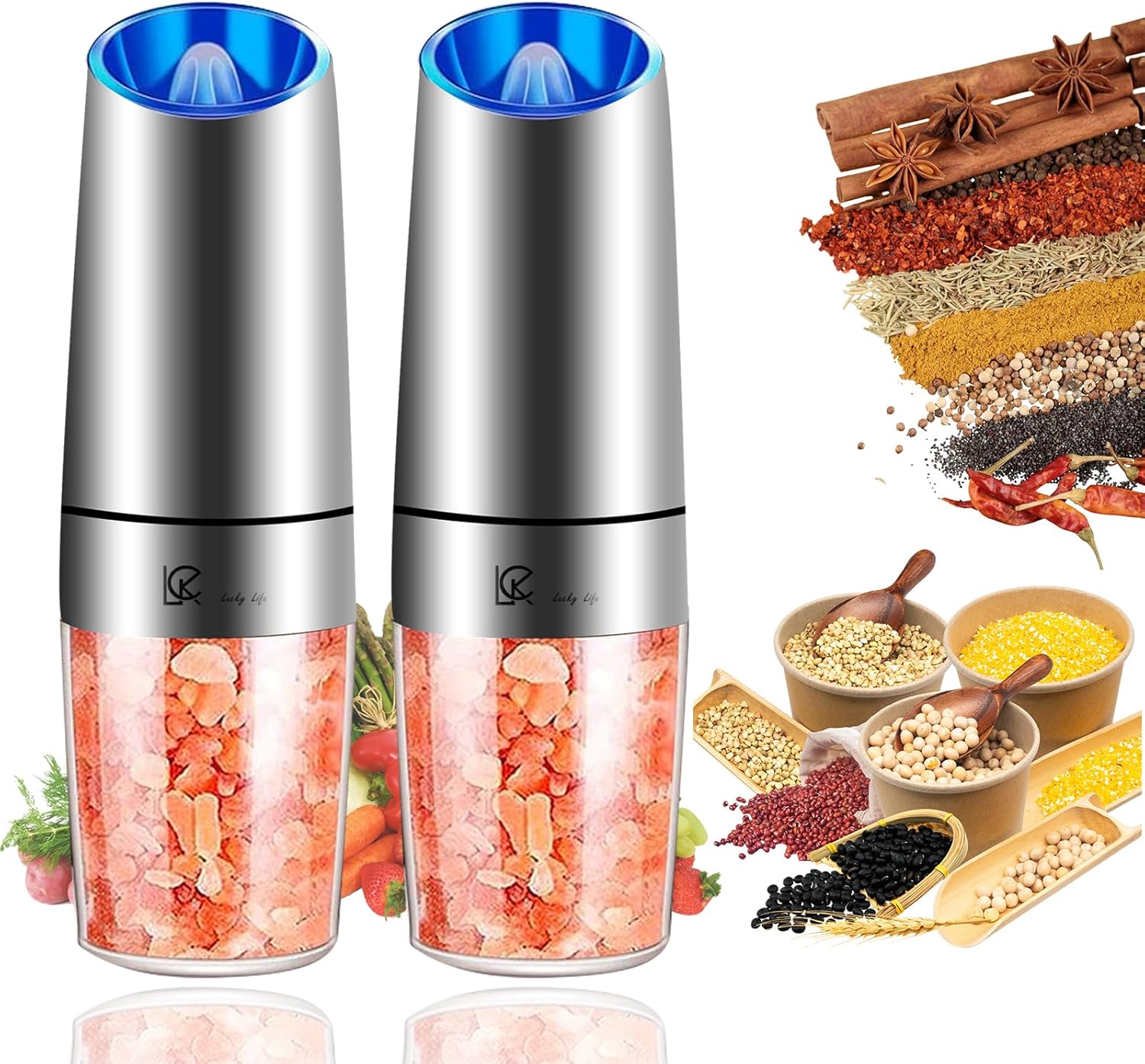 Amazon.com: LCK Automatic Pepper Grinder,Gravity Induction Pepper Mill ...