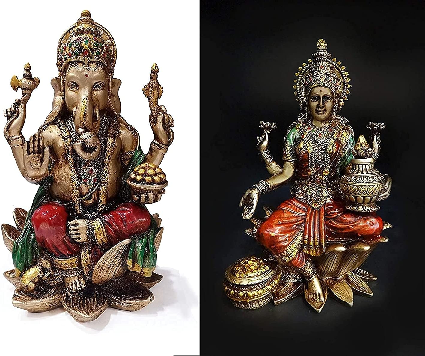 Bronze Laxmi and Ganesh God Idols for Pooja Room and Nepal | Ubuy