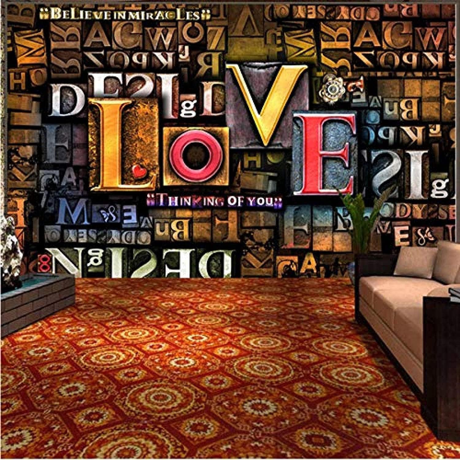 Amazon.com: Wallpaper Mural 3D Graffiti Embossed Letters Love Heart ...
