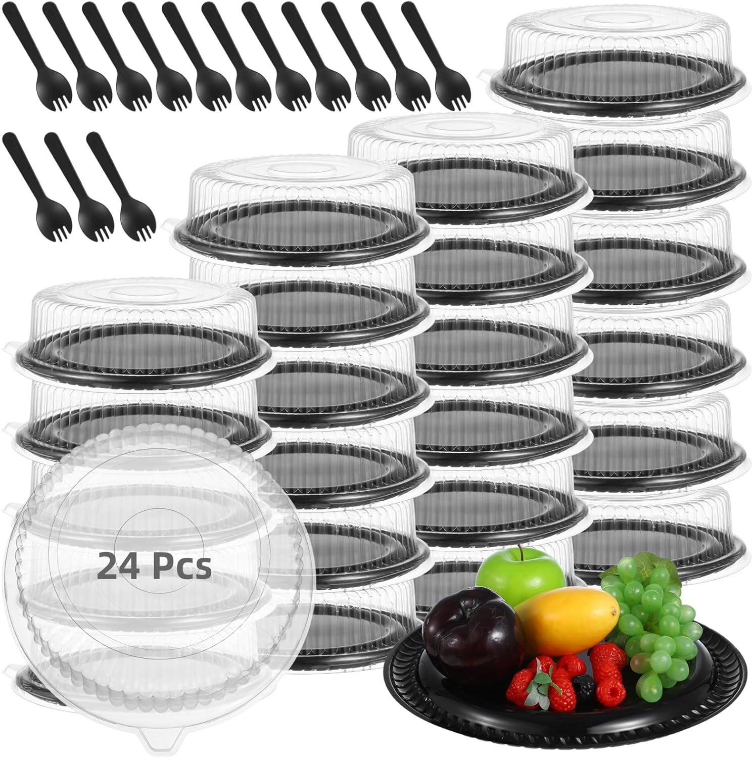 Amazon.com | Epicover 12 Inch Catering Trays with Lids - 24 Pcs Plastic ...