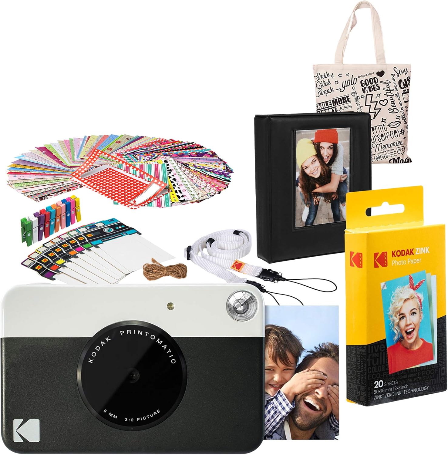 Amazon.com: Kodak PRINTOMATIC Instant Print Camera (Black) Gift Bundle ...