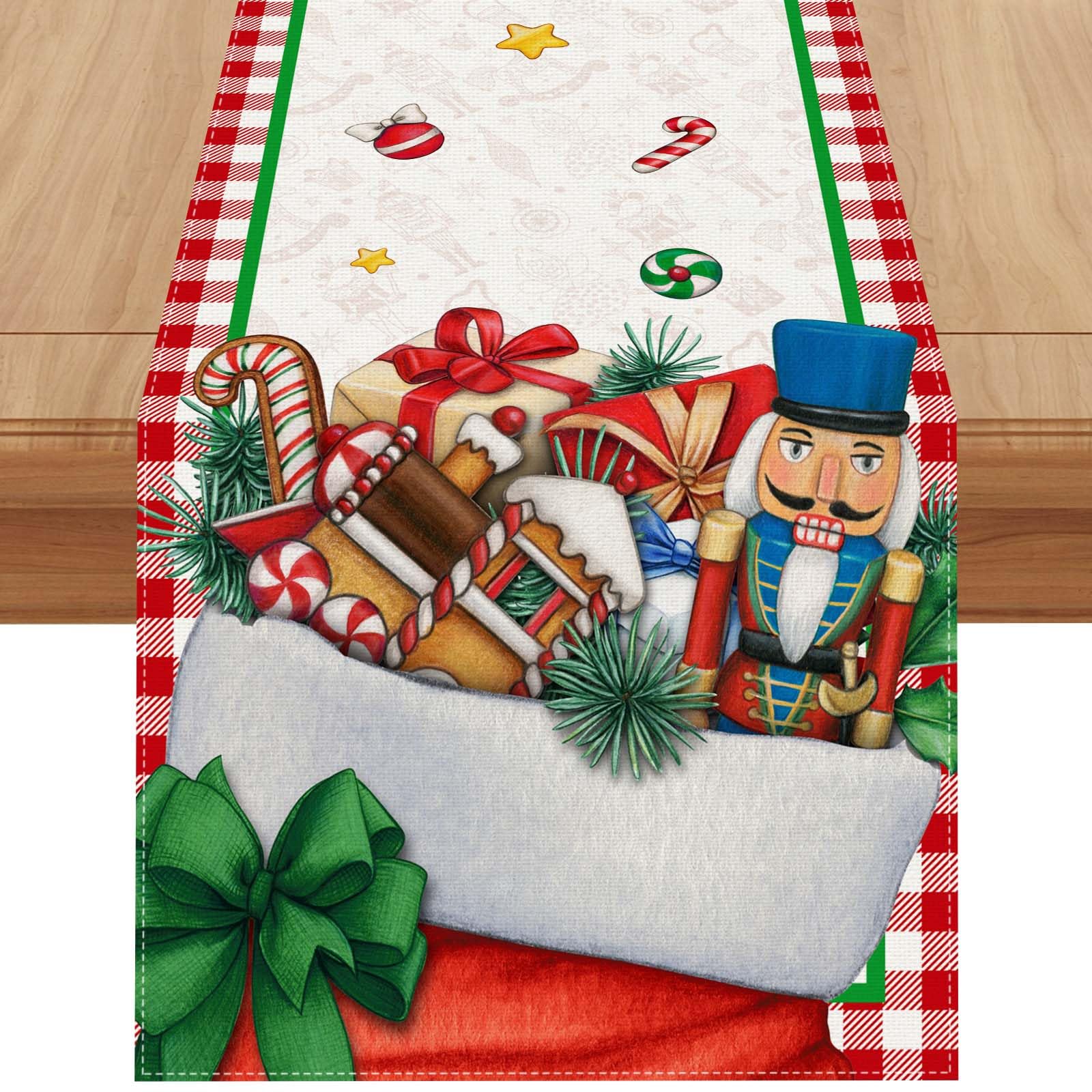 Amazon.com: Linen Nutcracker Christmas Table Runner 72 Inches Long ...