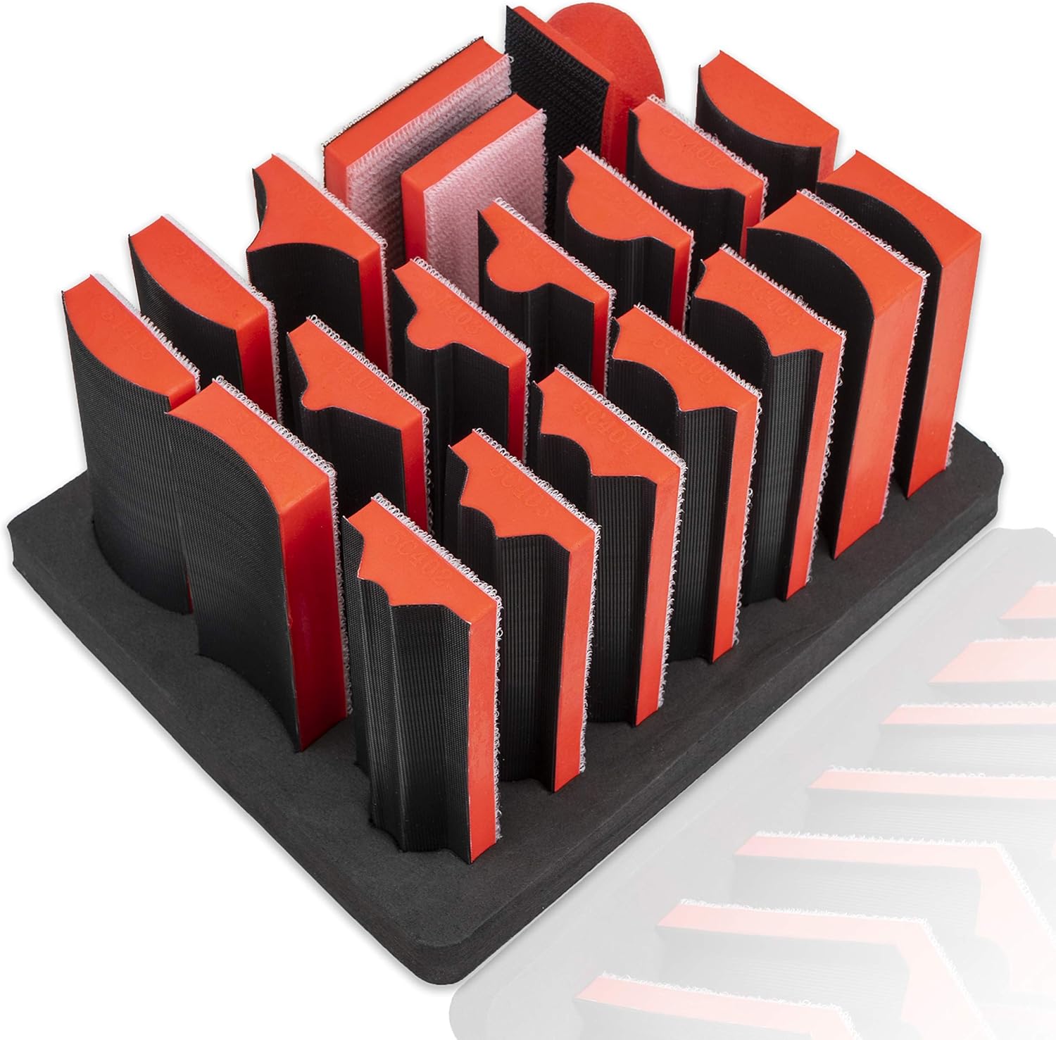 20pc Hand Sanding Block Set - Hook and Loop Interchangeable Assorted ...