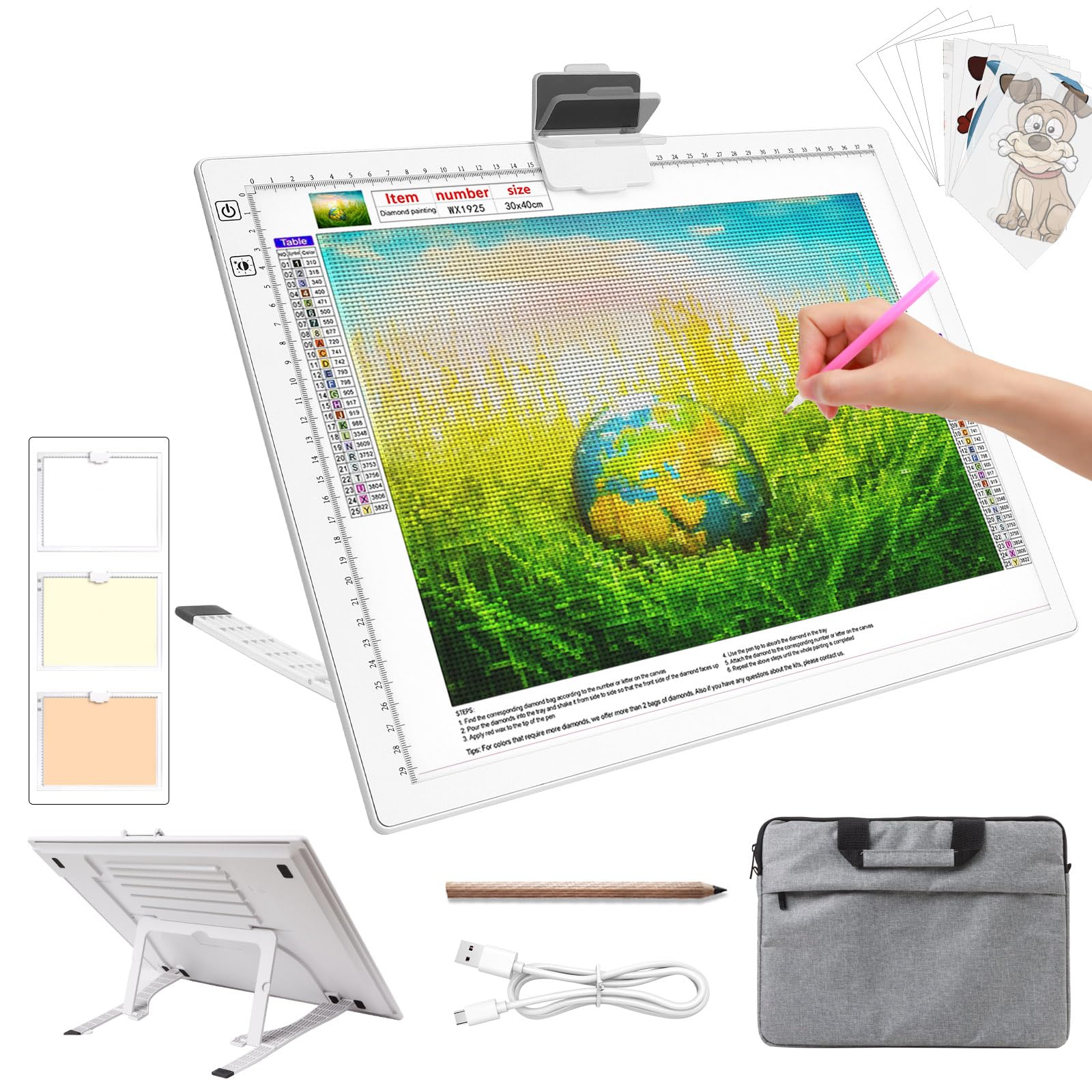 Amazon.com: A3 Light Pad for Diamond Painting - Rechargeable Tracing ...