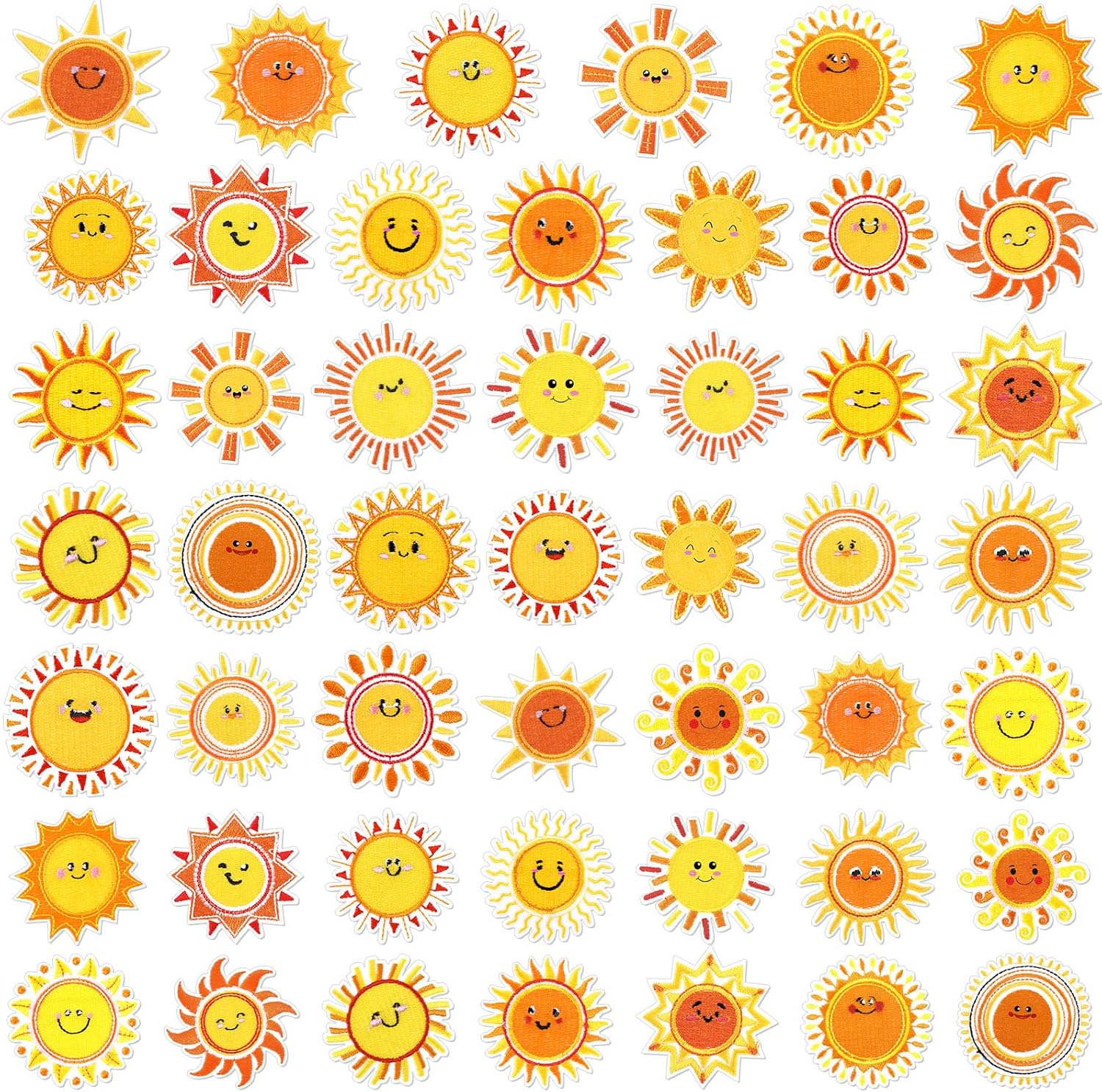 Amazon.com: Glitinsel 48 Pcs Sun Iron on Patches DIY Embroidery Sun ...
