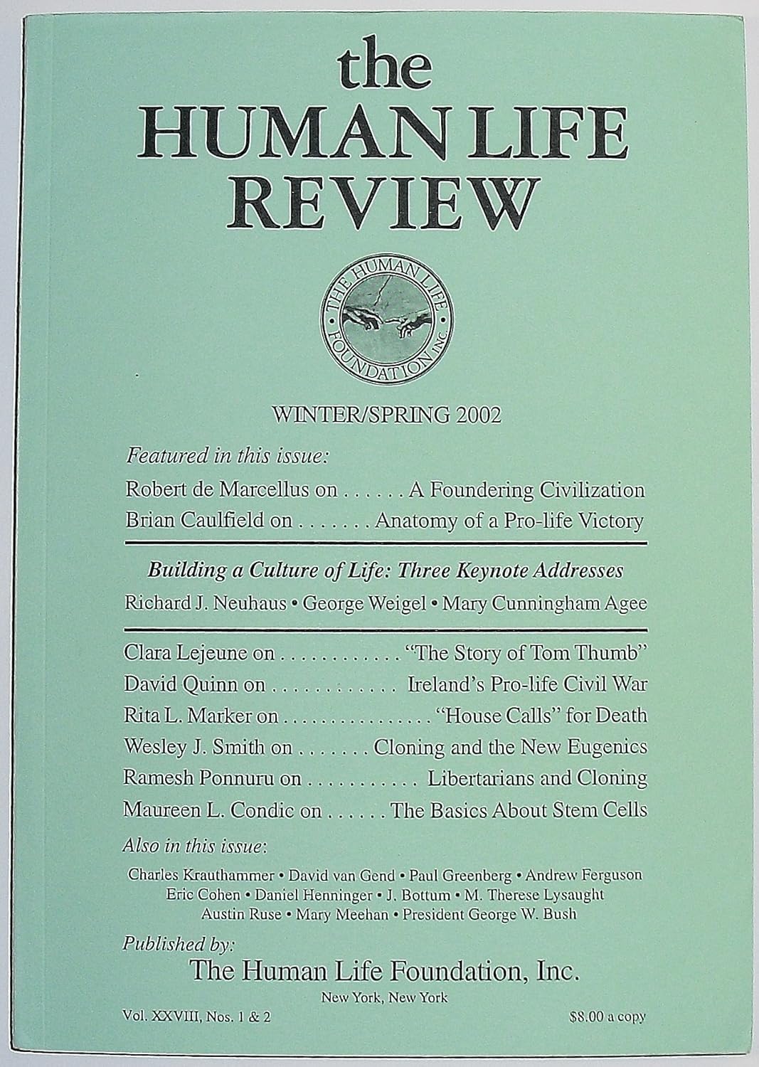 The Human Life Review (Winter-Spring, 2002): Maria McFadden, Robert de ...
