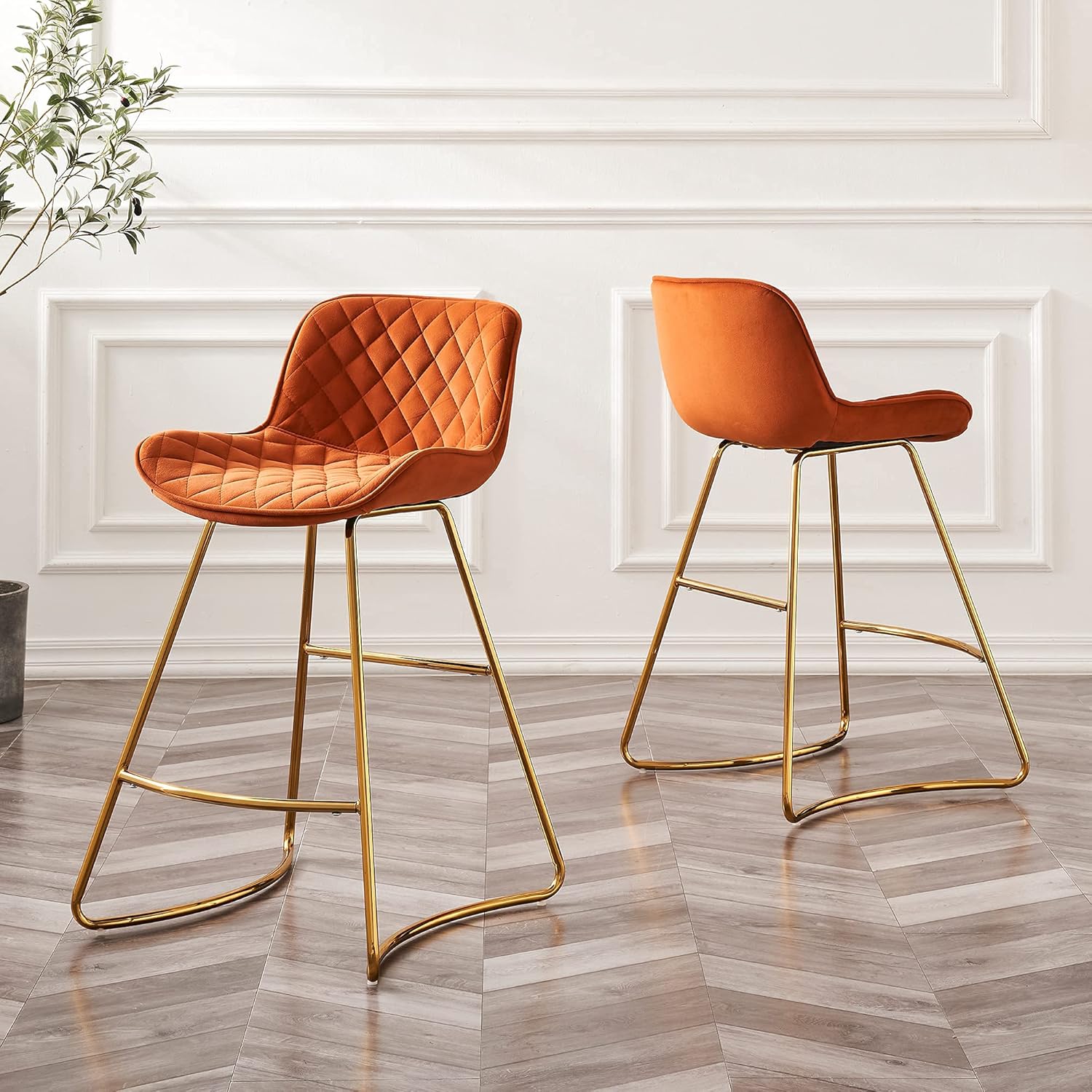 Amazon.com: ARTPLAN Modern Bar Stool Accent Upholstered Counter Height ...