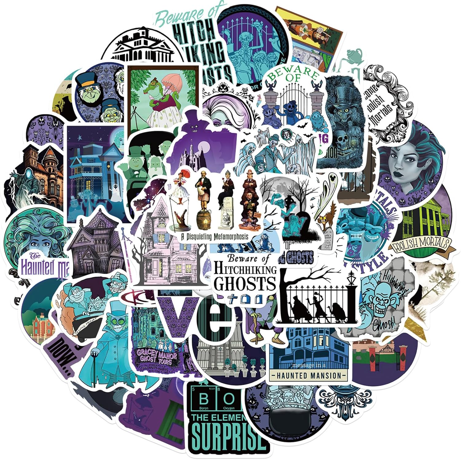 Amazon.com: 50pcs The Haunted Mansion Stickers Aesthetic Waterproof ...