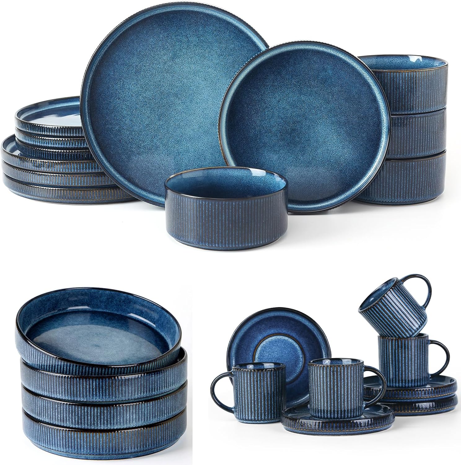 Amazon.com | Famiware Star Dinnerware Set and Pasta Bowls with Coffee ...