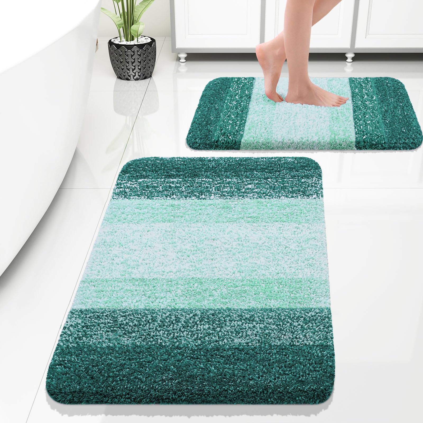Amazon.com: OLANLY Bathroom Rug Set 2 Piece, Soft Absorbent Microfiber ...