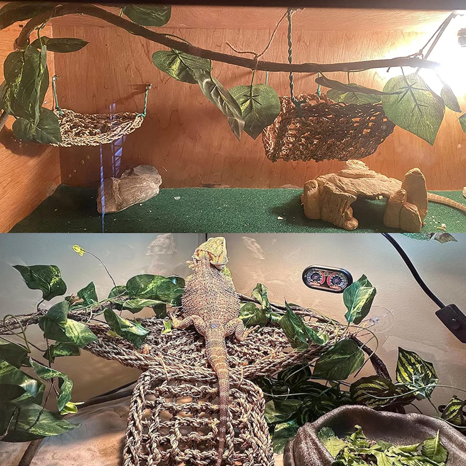 Plastic Snake Bearded Dragon Tank Accessories, 10 PCS Reptile Hammock ...