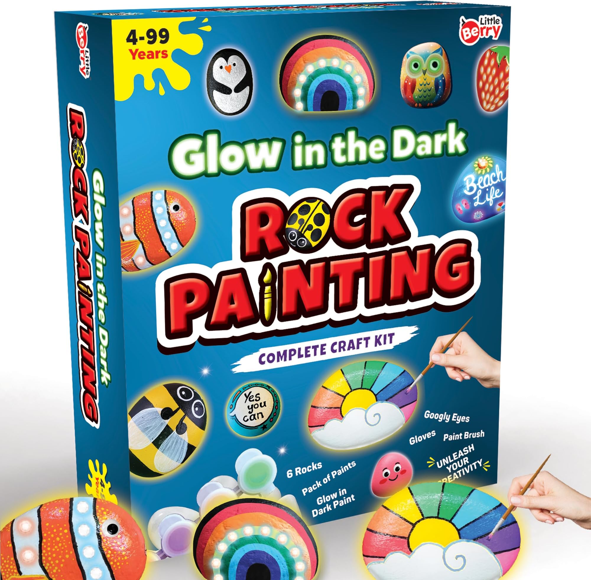 Little Berry Rock Painting Kit - Glow in The Dark Art & Craft Activity ...